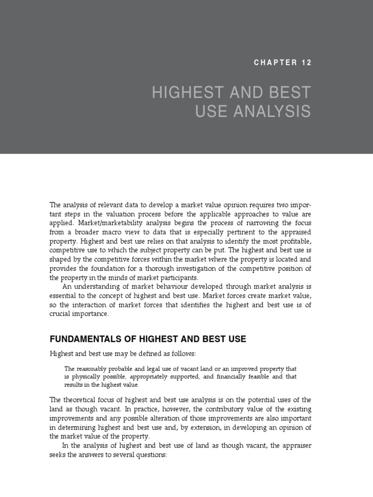 Highest and Best Use Analysis Explained | PDF | Real Estate Appraisal ...