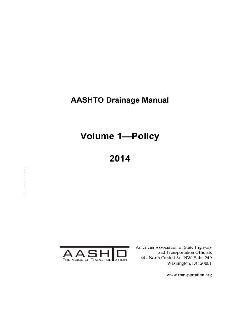 AASHTO ADM-1-2014 AASHTO Drainage Manual Volume 1-Policy | PDF
