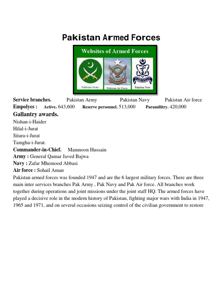 Pakistan Armed Forces: Gallantry Awards | PDF | Pakistan Army ...