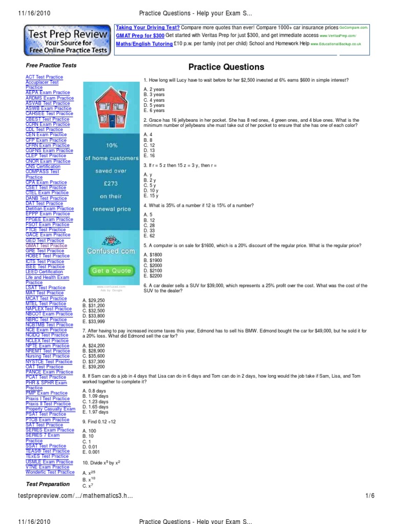 Practice Questions - Help Your Exam Score With Free Practice Test ...