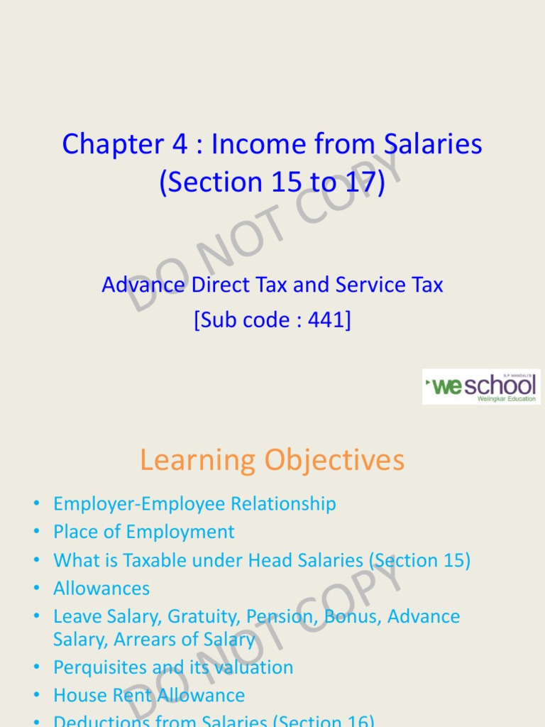 Chapter 4: Income From Salaries (Section 15 To 17) : Advance Direct Tax ...