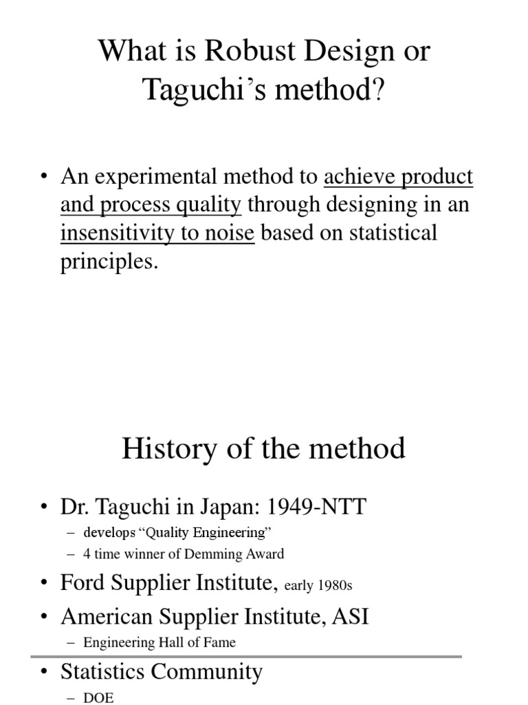 What Is Robust Design or Taguchi's Method? | PDF | Signal To Noise ...