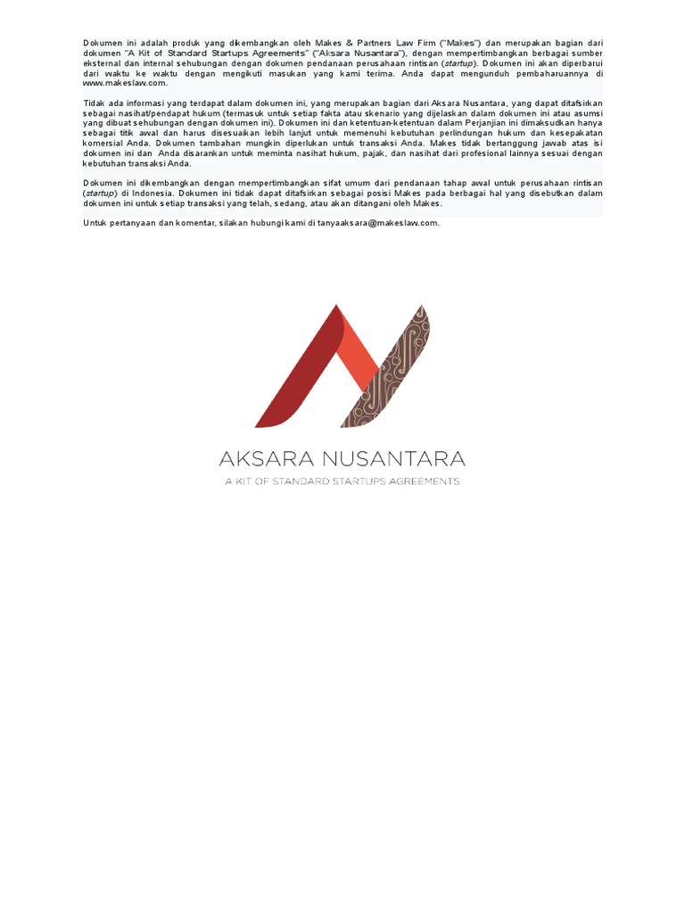 AKSARA NUSANTARA - Perjanjian Antar Pemegang Saham | PDF