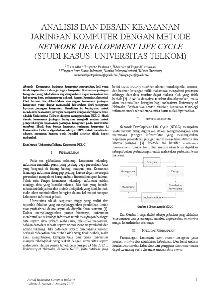 Analisis dan Desain Keamanan Jaringan Komputer Menggunakan Metode NDLC di Universitas Telekom ...