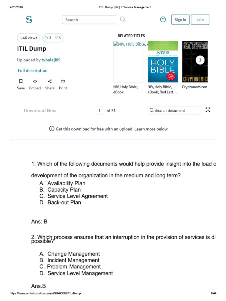 ITIL Dump - Itil - It Service Management | PDF | It Service Management | Service Industries