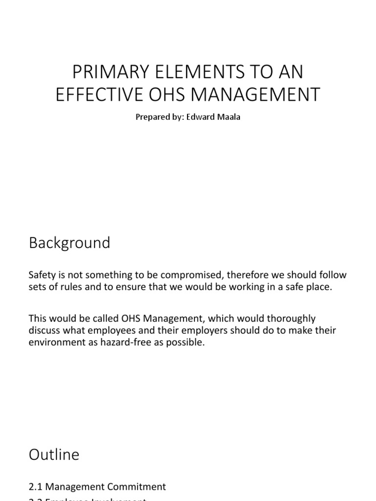 Primary Elements of Effective OHS Management | PDF | Occupational ...