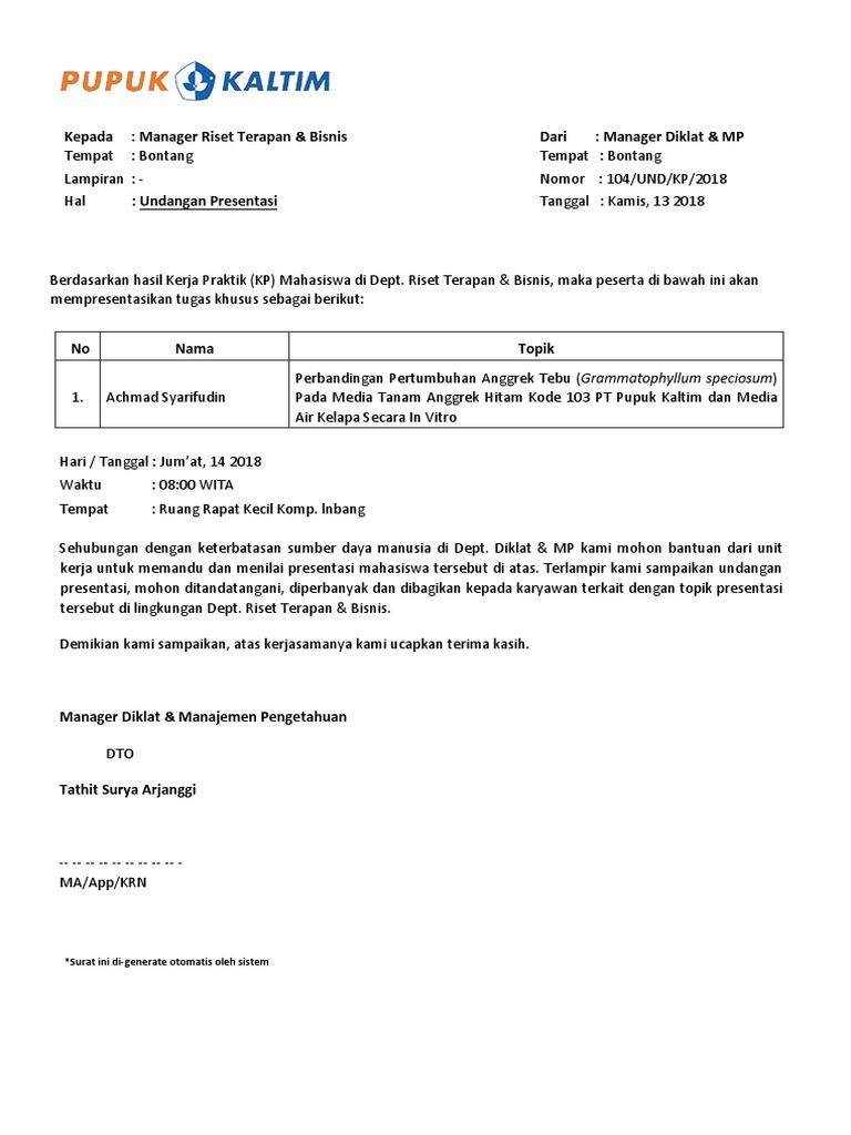 PKT Internship Program Invitation Dmp10002018 | PDF