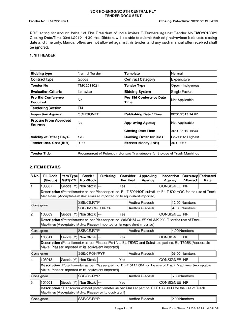 Sample Tender Notice | PDF | Government Finances | Government