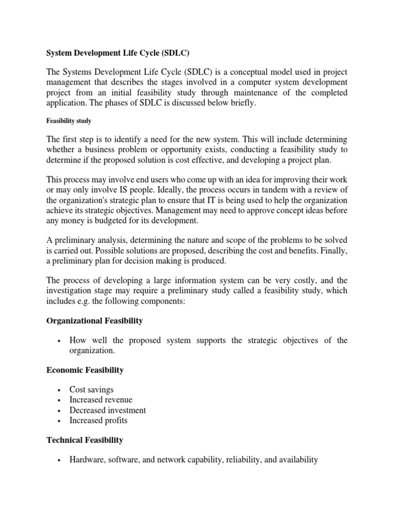 System Development Life Cycle | PDF | Software Testing | Feasibility Study