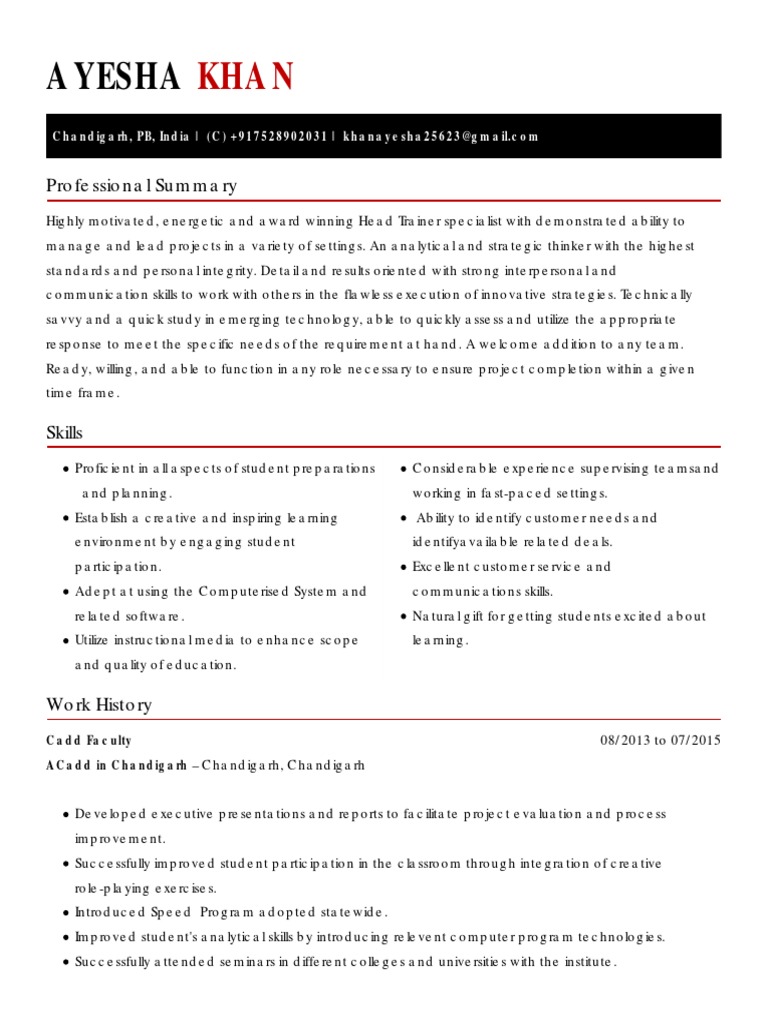 Ayesha Khan Resume 2 PDF | PDF | Computer Aided Design | Expert