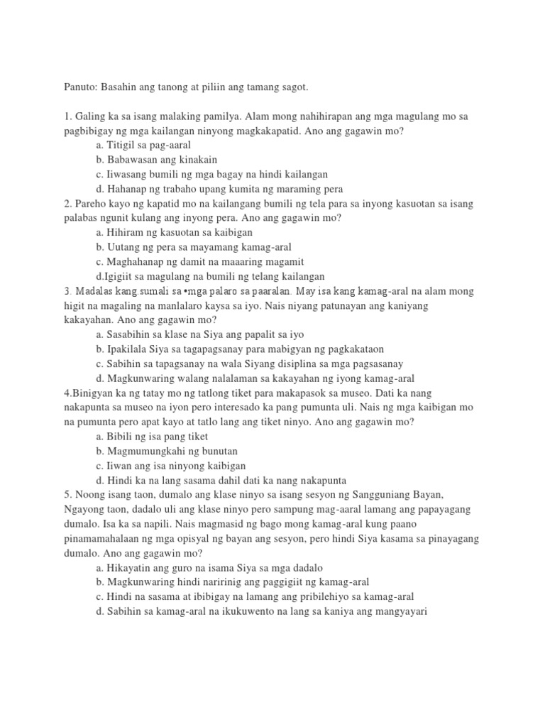 ESP 6 Summative | PDF