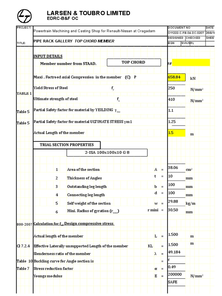 Pipe Rack Design-11.03.13 | PDF | Buckling | Yield (Engineering)