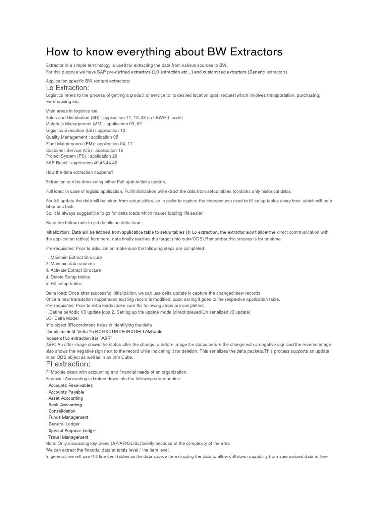 BW All Types of Extractors | PDF | Sap Se | Accounts Payable