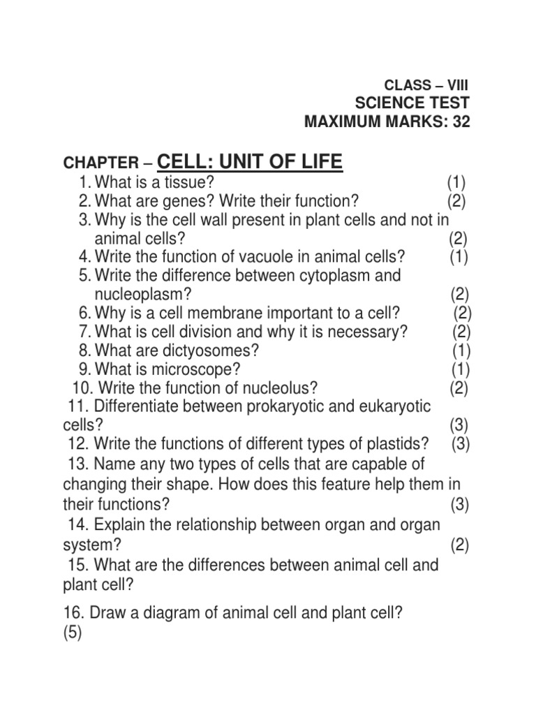 Functions of Cell Components | PDF