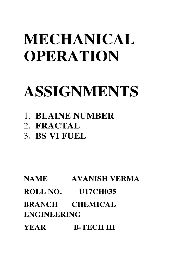 MECHANICAL OPERATION ASSIGNMENTS | PDF | Emission Standard | Porosity