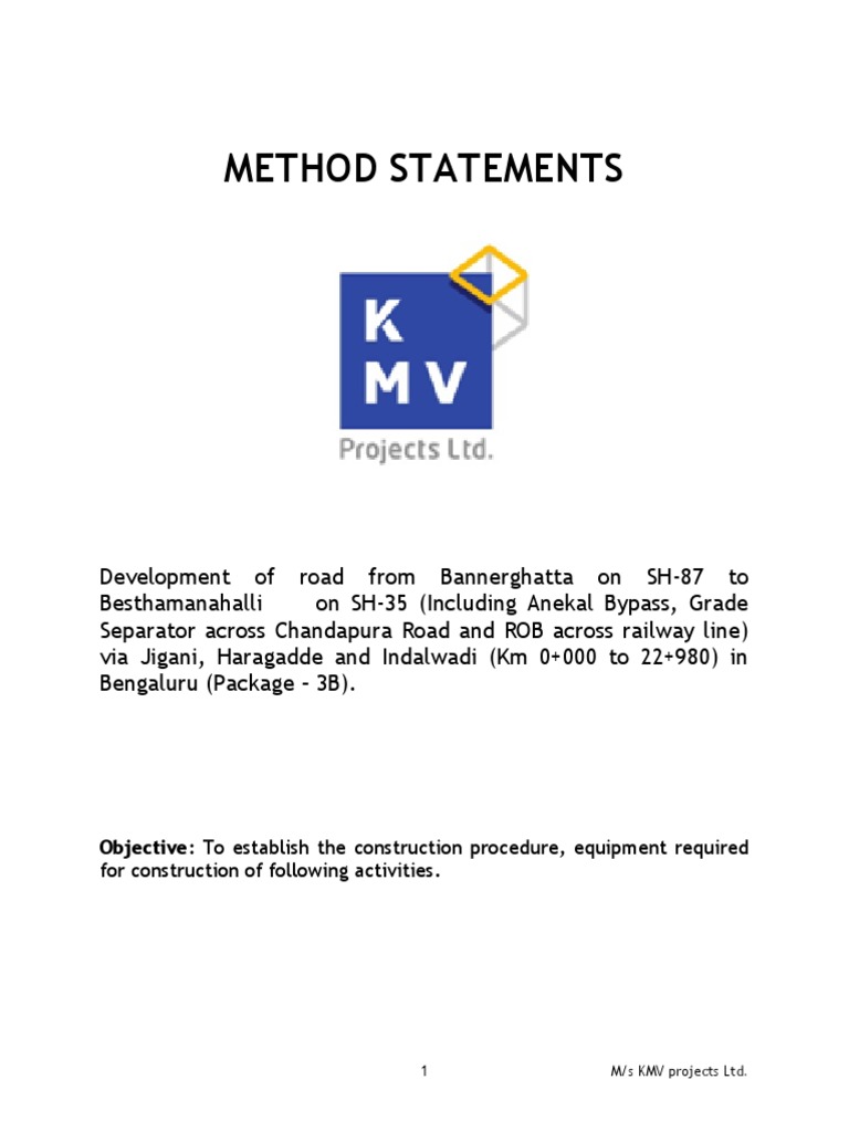 Method Statements | PDF | Asphalt | Surveying