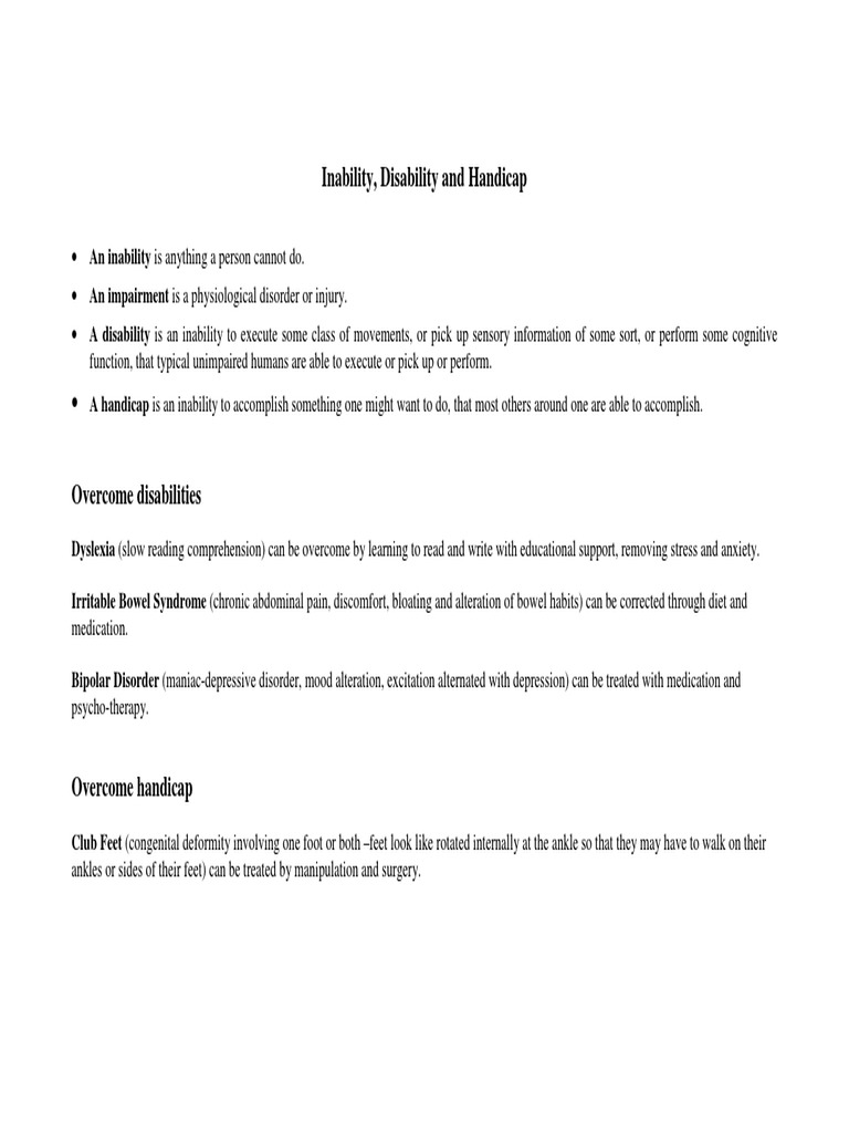 Disability Handicap EXAMPLES | PDF | Bone | Disability