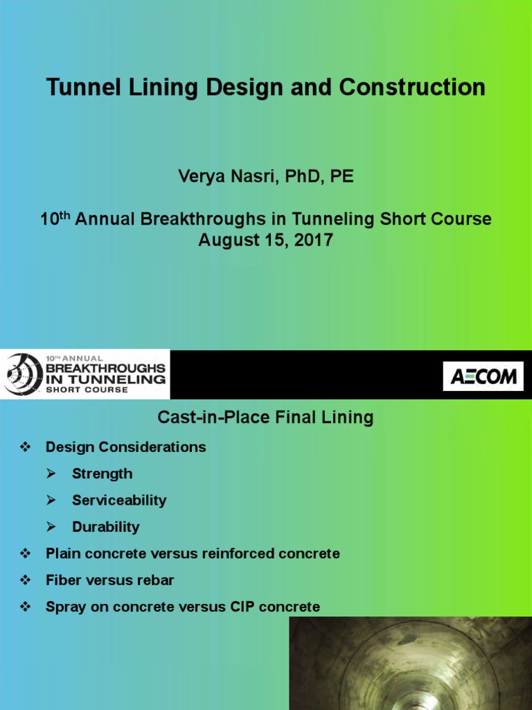 Nasri Tunnel Lining Design and Construction PDF | PDF | Tunnel | Concrete