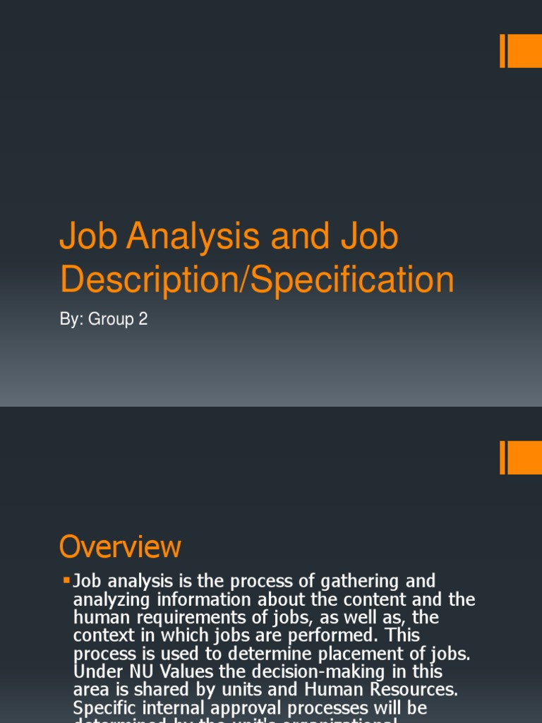 Job Analysis and Job Description/Specification: By: Group 2 | Interview ...