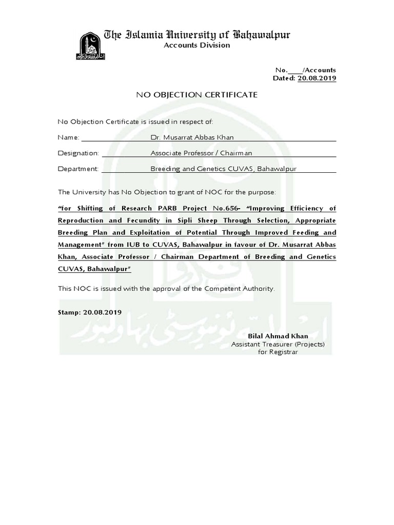 No Objection Certificate | PDF