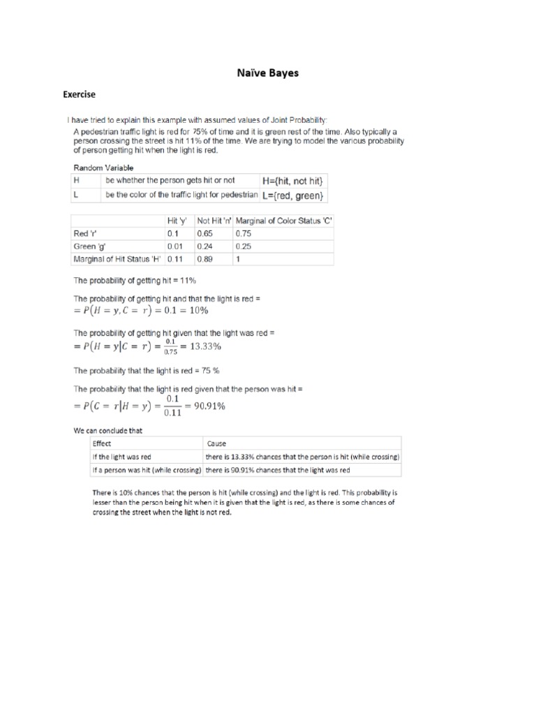 Naïve Bayes: Exercise | PDF | Probability | Mathematical Analysis