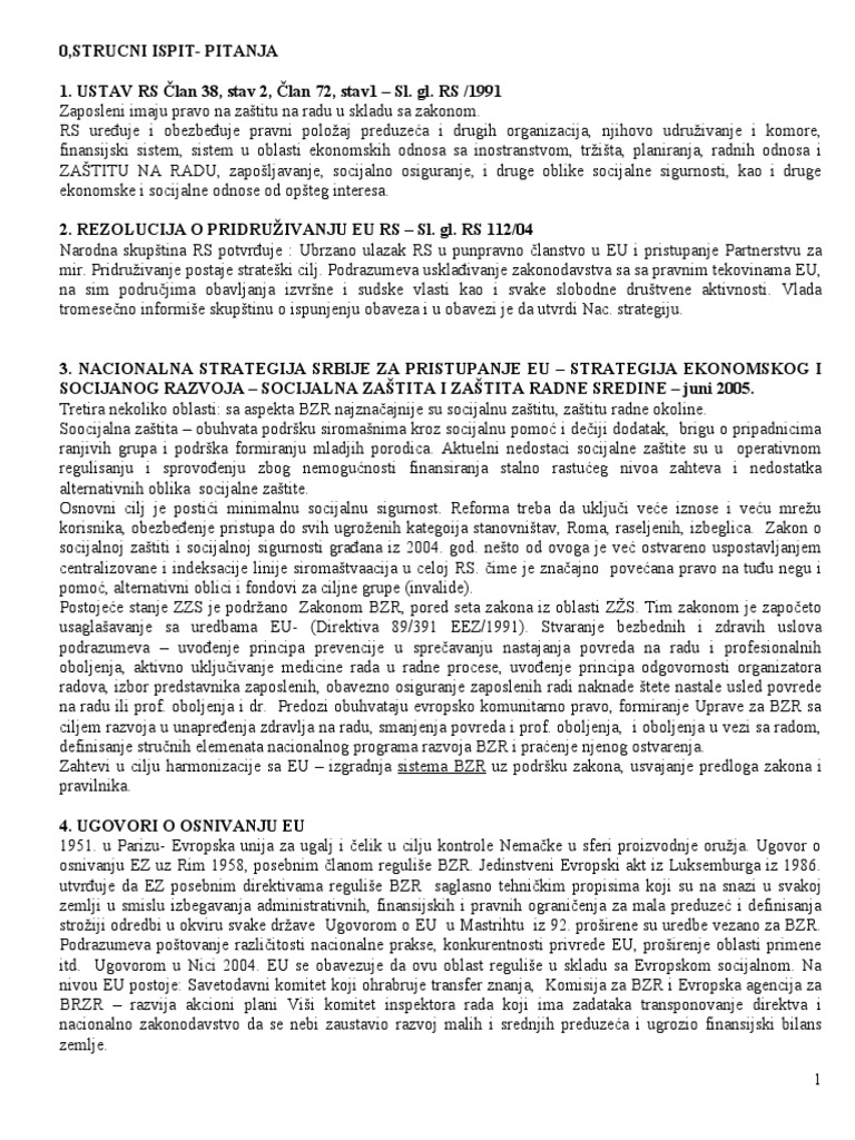 Stručni Ispit BZNR Srbija | PDF