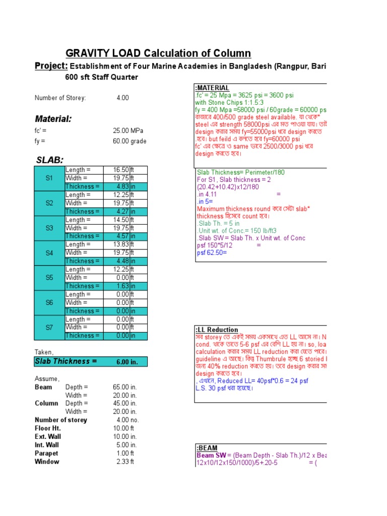 Gravity Load Calculation | PDF | Column | Building Technology