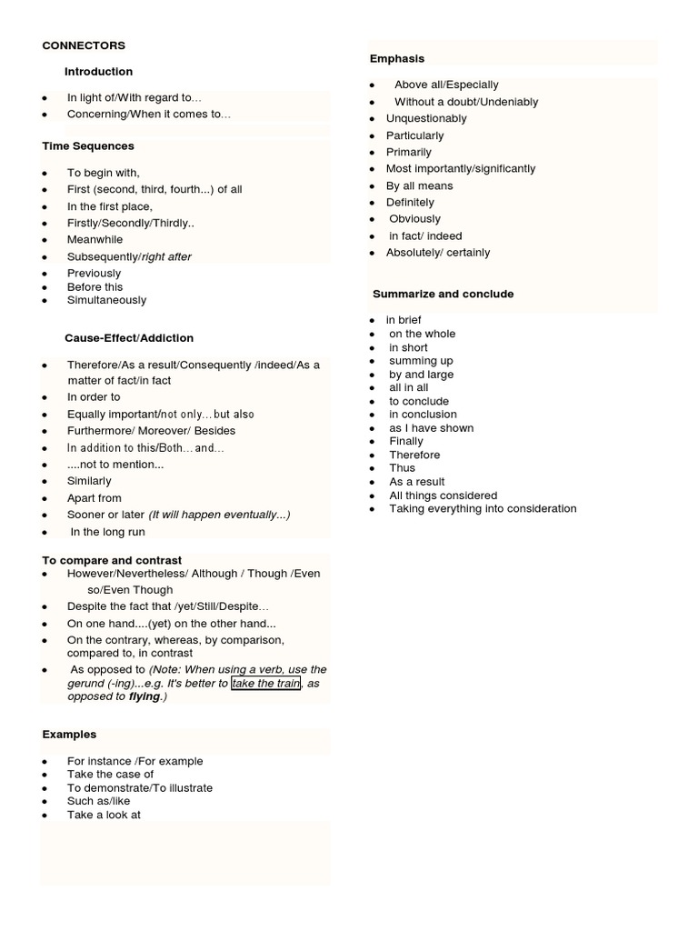Connectors Emphasis: Gerund (-Ing) ... E.G. It's Better To Take The ...