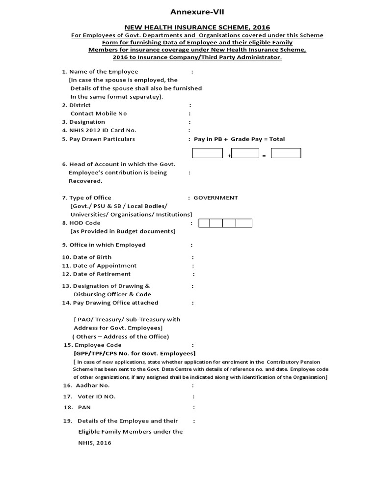 New Health Insurance Scheme, 2016 | PDF | Identity Document ...