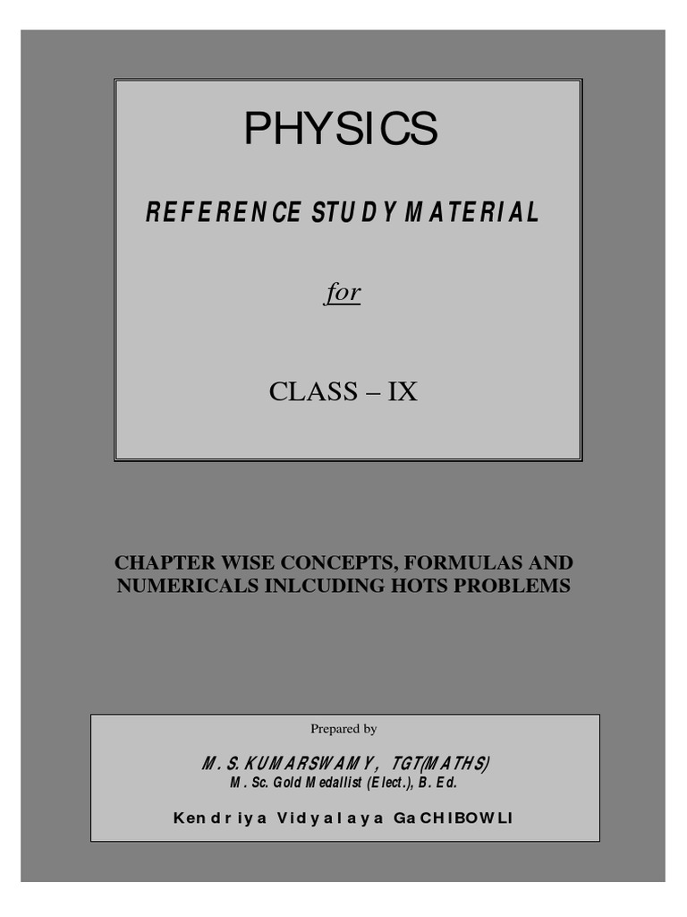 Class 9 Physics Study Material | PDF | Acceleration | Velocity