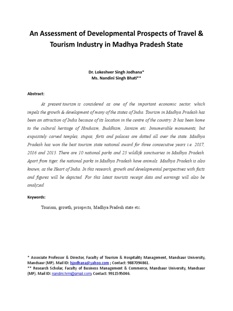 Madhya Pradesh Tourism Development Insights | PDF | Tourism | Gross ...