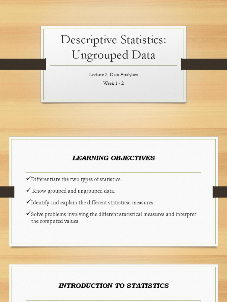 Descriptive Statistics: Ungrouped Data | PDF | Variance | Statistics