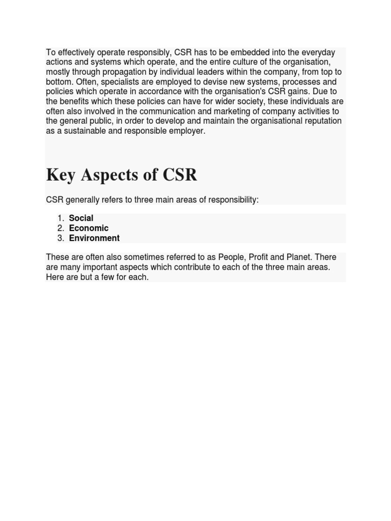 Key Aspects of CSR | PDF