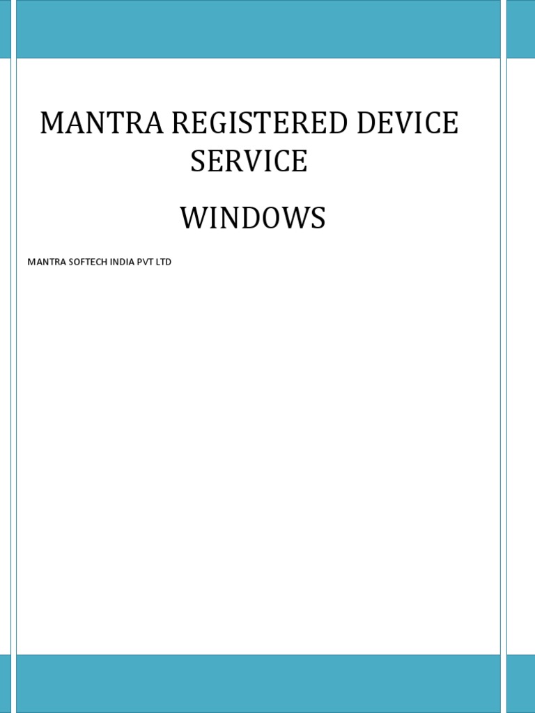 Mantra RD Service Manual Windows | PDF | Proxy Server | Server (Computing)