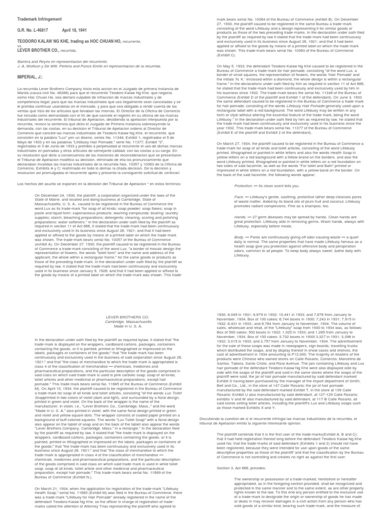 Trademark Infringement - Cases | PDF | Trademark | Government