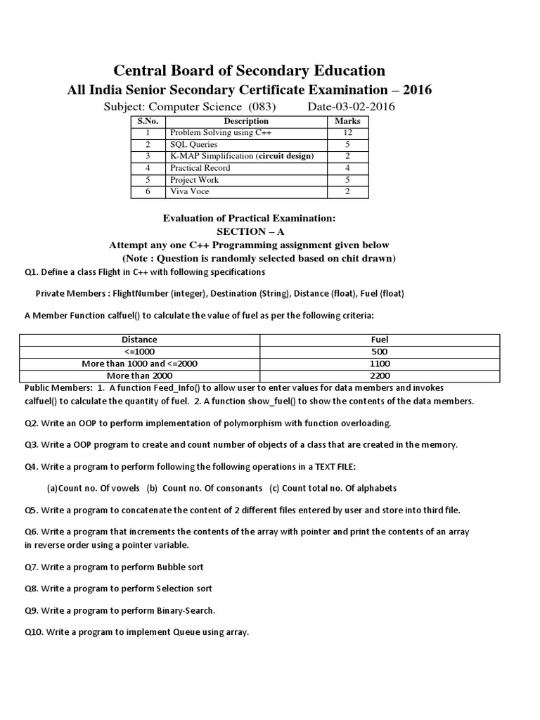Question Paper Xii Cs Pract 2015 | PDF | C++ | Pointer (Computer Programming)