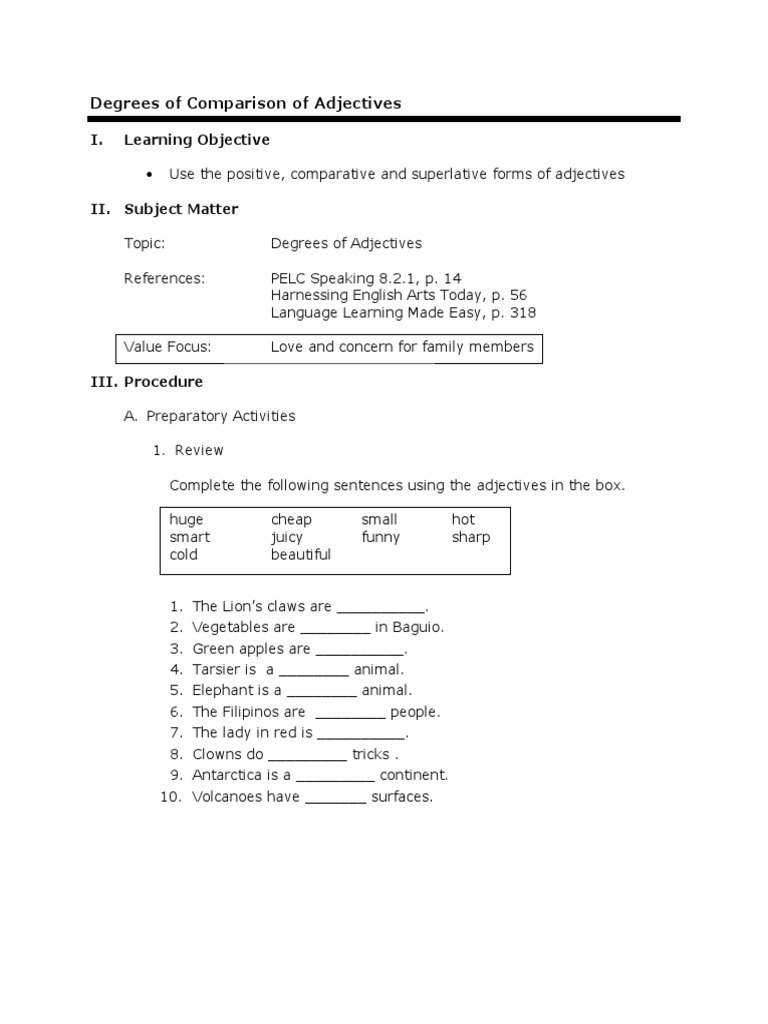 Degrees of Comparison of Adjectives | PDF | Adjective | Language Mechanics