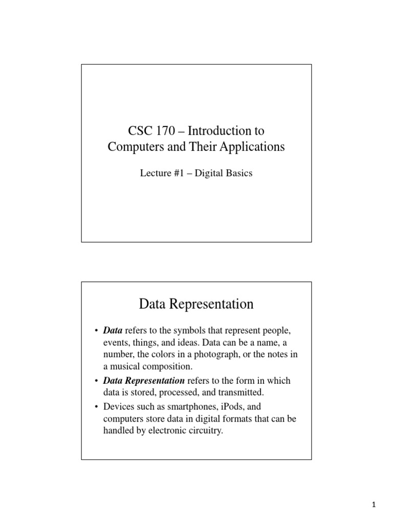 CSC 170 - Introduction To Computers and Their Applications: Data ...