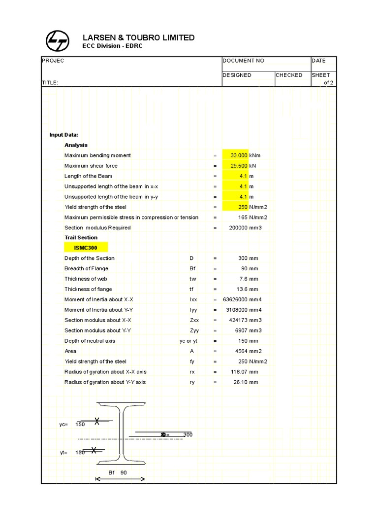 Steel Beam Design Calculations ISMC300 | PDF | Beam (Structure ...