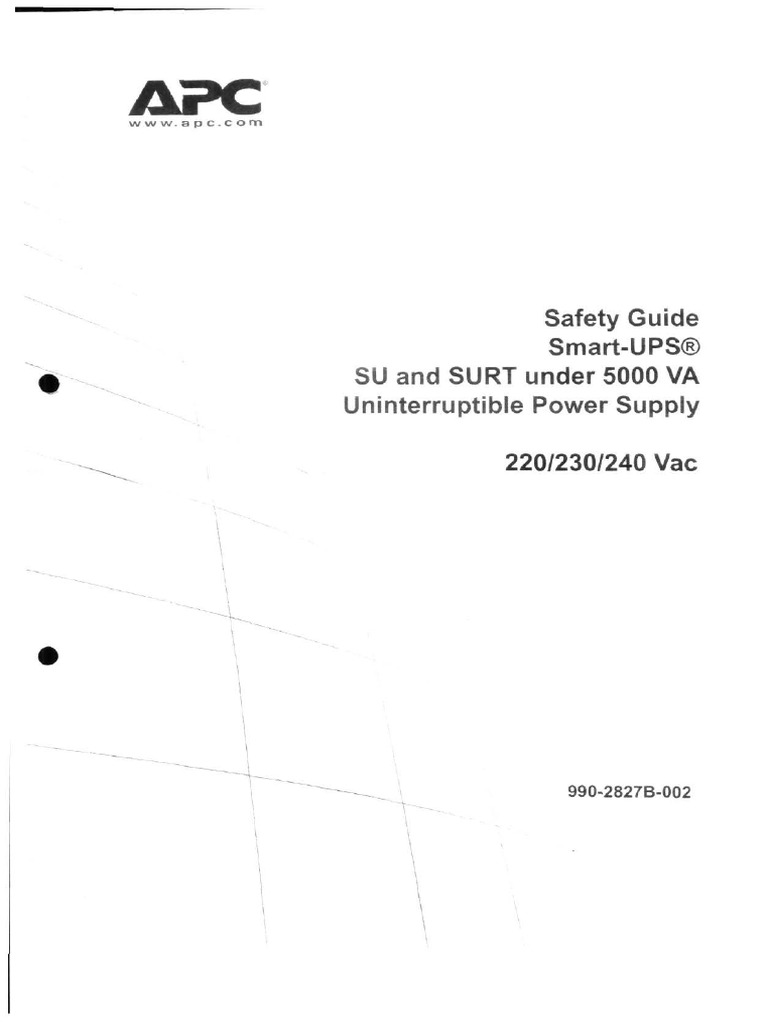 Safety Guide Smart-UPS® SU and SURT Under 5000 VA Uninterruptible Power ...