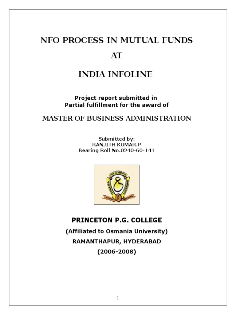 MBA Finance Project | Download Free PDF | Mutual Funds | Stocks