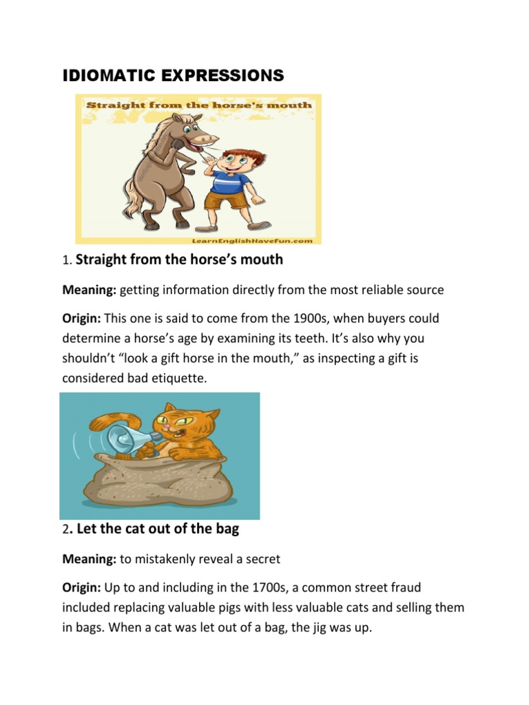 Common Idiomatic Expressions Explained | PDF | Art | Young Adult