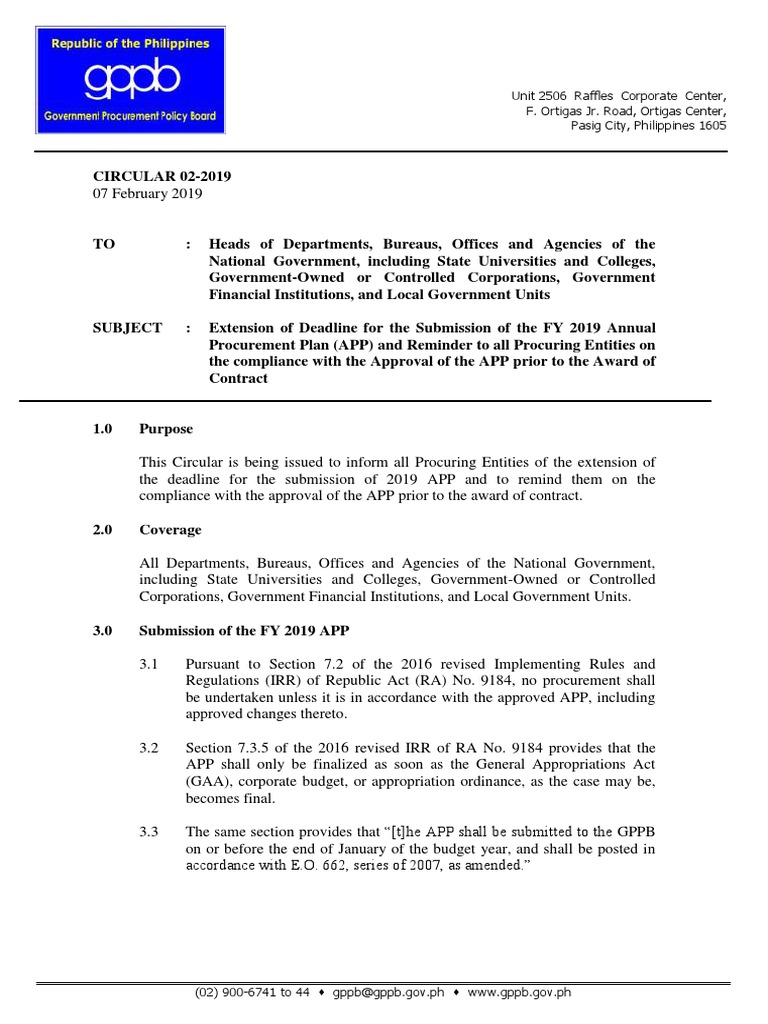 GPPB Circular No. 02 2019 PDF | PDF | Public Law | Virtue