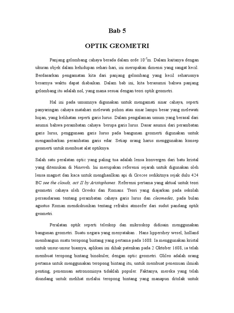 Pengantar Optika Geometri dan Teorinya | PDF
