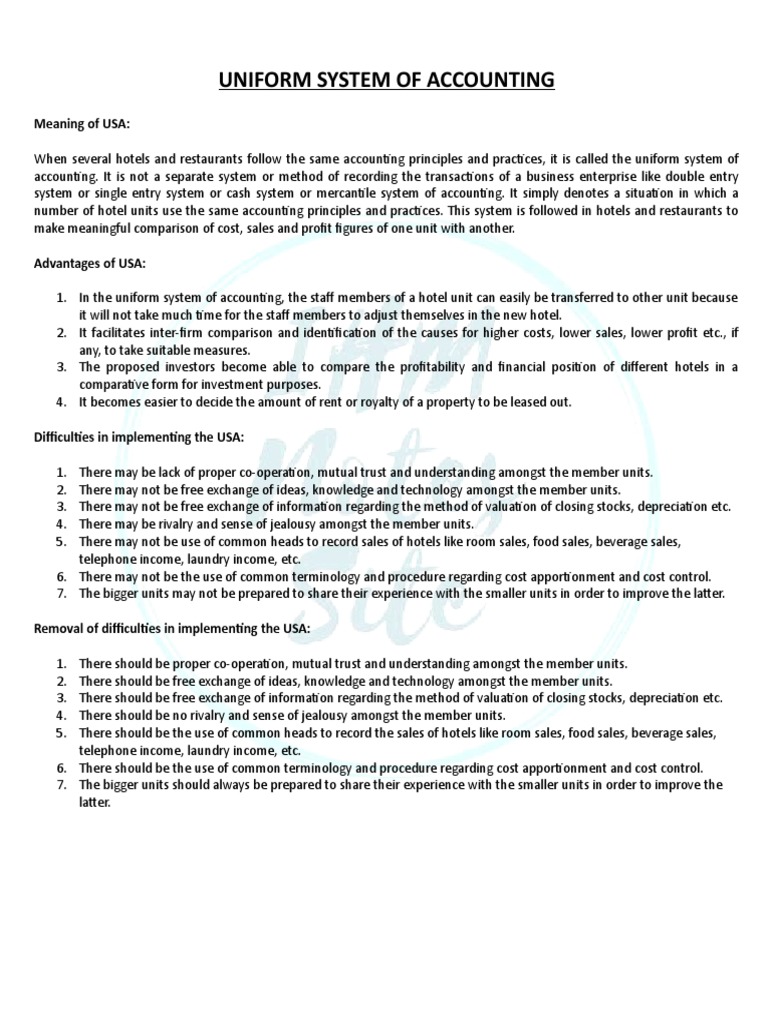 Uniform System of Accounting | PDF | Valuation (Finance) | Cost Accounting