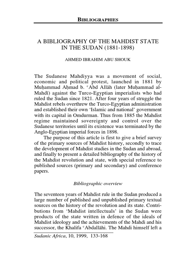 A Bibliography of The Mahdist State IN THE SUDAN (1881-1898) | PDF | Sudan