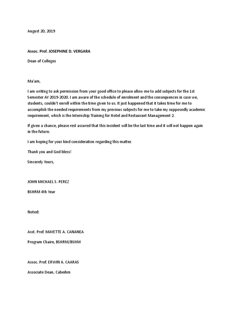 Request to Add Subjects for AY 2019-2020 | PDF