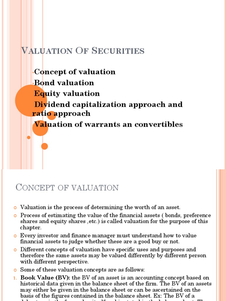 Securities Valuation Concepts Explained | PDF | Bonds (Finance) | Cost ...