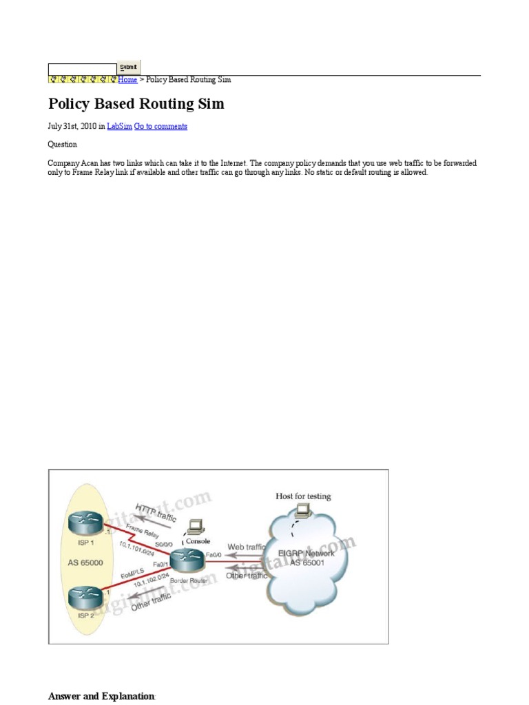 Policy Based Routing Pdf Router Computing Routing