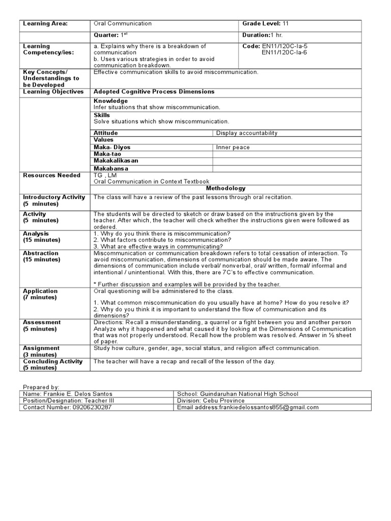 OC 6 Uses Various Strategies in Order To Avoid Communication Breakdown ...